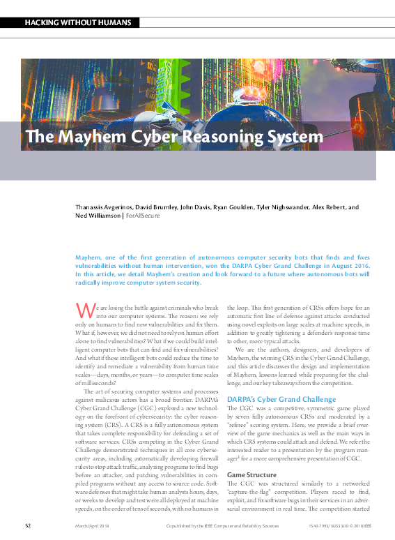 (PDF) The Mayhem Cyber Reasoning System