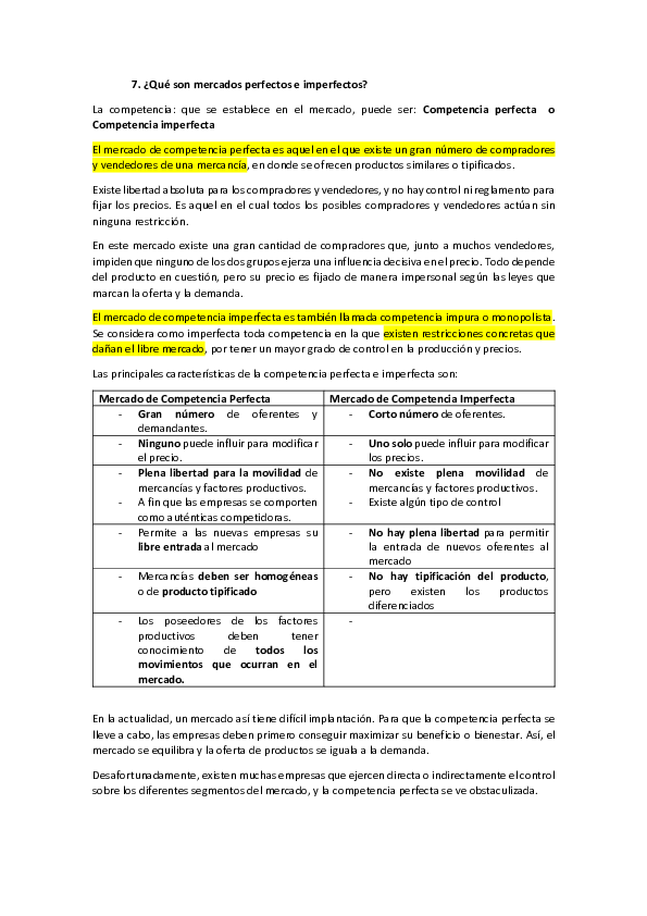 (DOC) . Qué son mercados perfectos e imperfectos