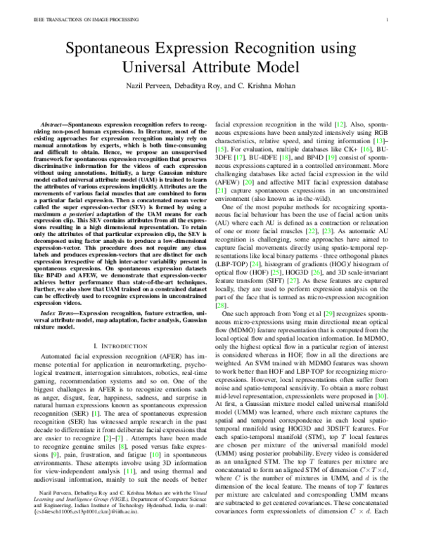(PDF) Unsupervised Recognition of Spontaneous Expressions