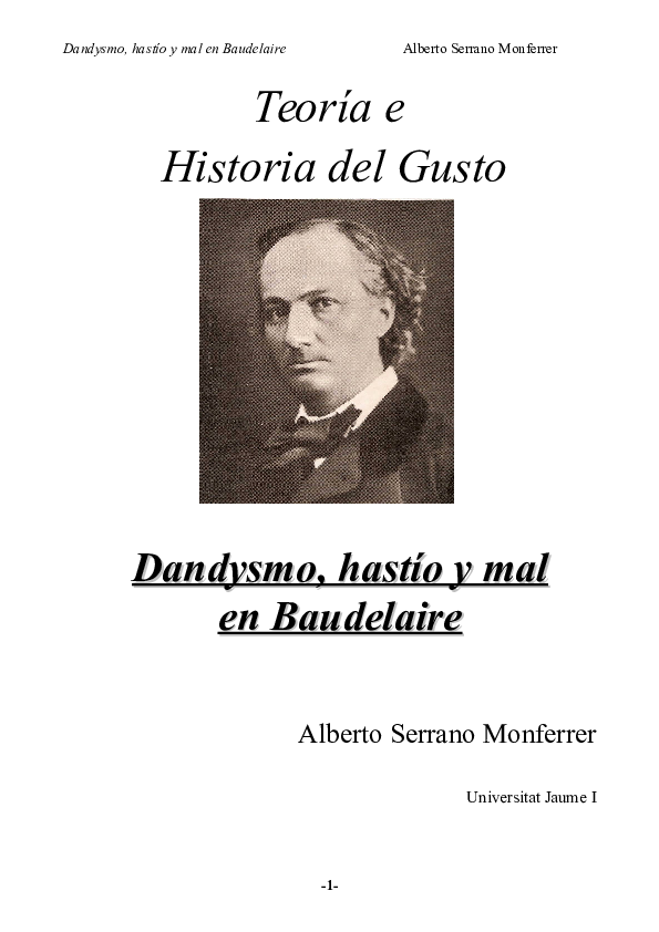 (PDF) Dandismo, hastío y mal en Baudelaire
