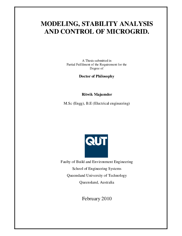 (PDF) MODELING, STABILITY ANALYSIS AND CONTROL OF MICROGRID