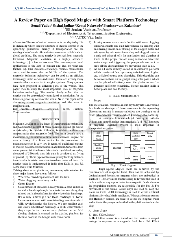 (PDF) A Review Paper on High Speed Maglev with Smart Platform ...
