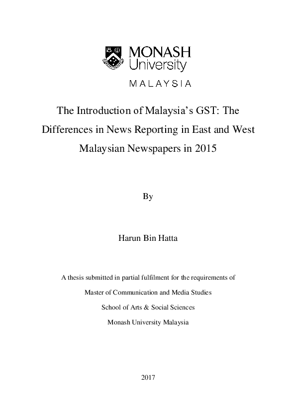 (PDF) The Introduction of Malaysia's GST: The Differences in News ...