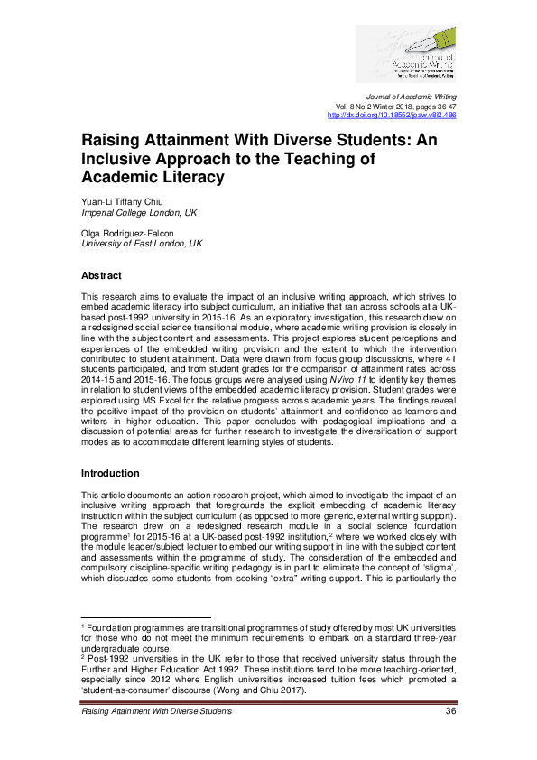 (PDF) Raising Attainment With Diverse Students Raising Attainment With ...