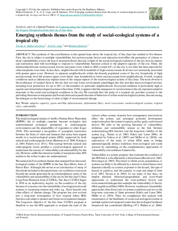 (PDF) Emerging synthesis themes from the study of social-ecological ...