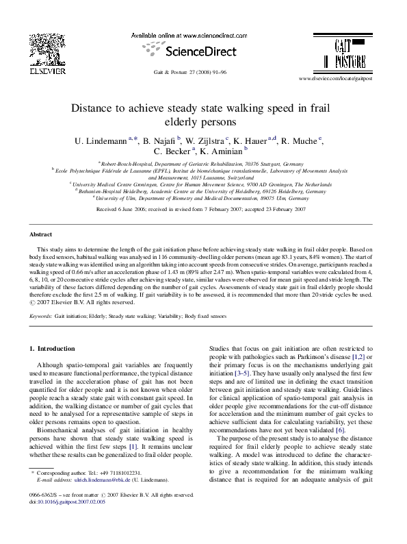 (PDF) Distance to achieve steady state walking speed in frail elderly ...