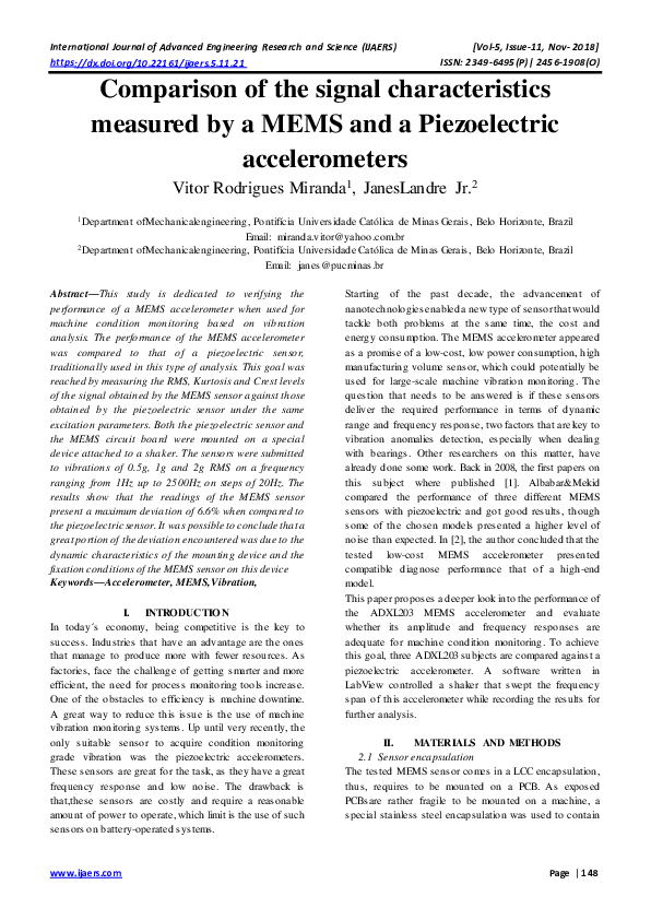 (PDF) Comparison of the signal characteristics measured by a MEMS and a ...