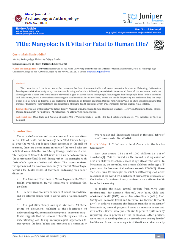 (PDF) Manyoka: Is It Vital or Fatal to Human Life?