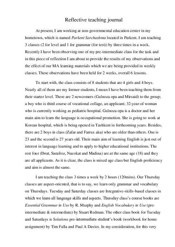 (DOC) Reflective teaching journal