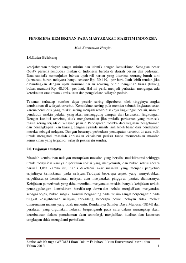 (PDF) FENOMENA KEMISKINAN PADA MASYARAKAT MARITIM INDONESIA