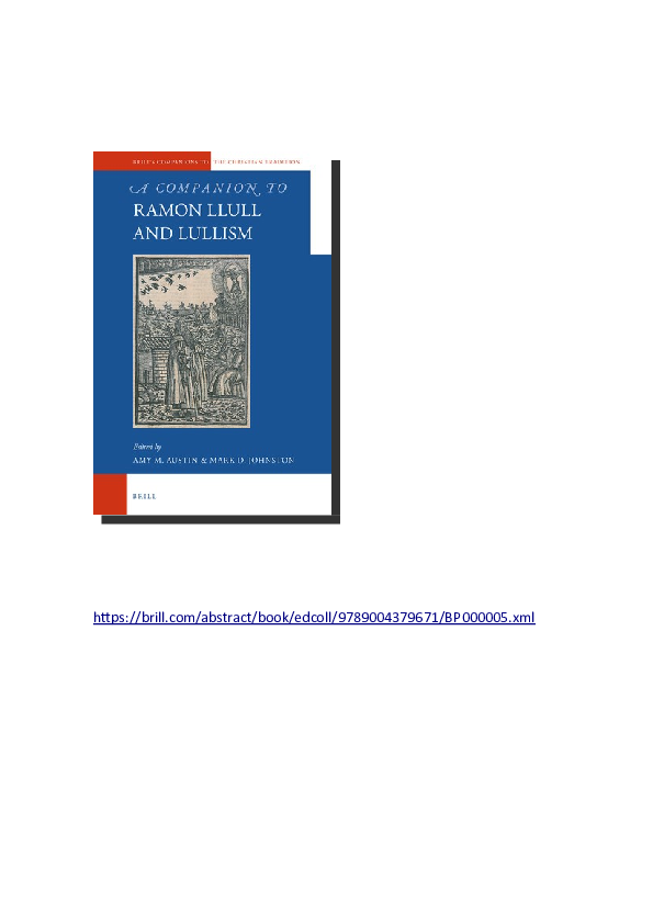 (PDF) "Llull's 'Great Universal Art'", in A. Austin and M. D. Johnston ...