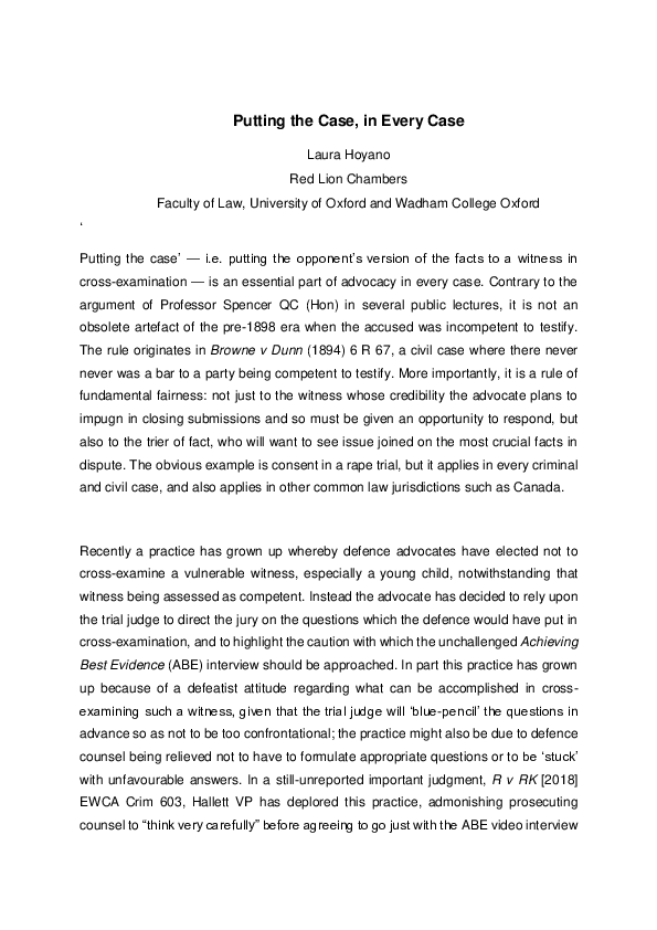 (DOC) Putting the Case, in Every Case