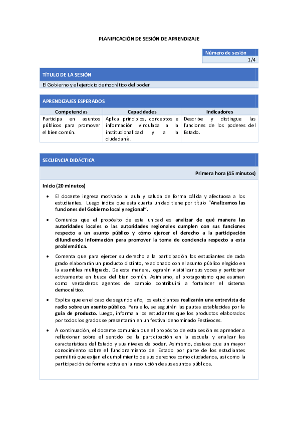 (PDF) PLANIFICACIÓN DE SESIÓN DE APRENDIZAJE