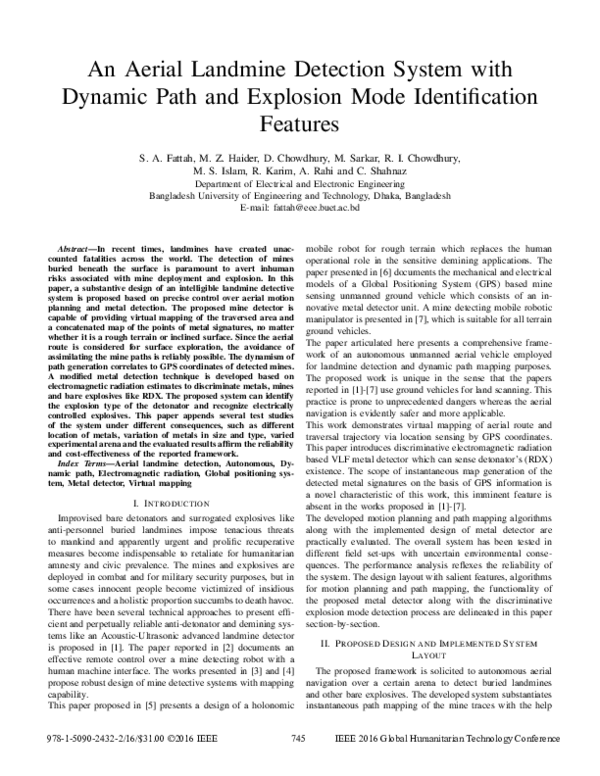 Pdf An Aerial Landmine Detection System With Dynamic Path And Explosion Mode Identification