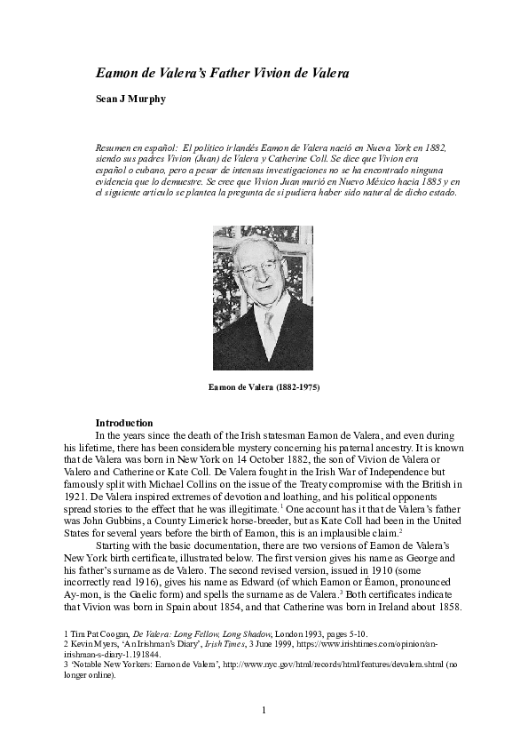 (PDF) Eamon de Valera's Father Vivion de Valera