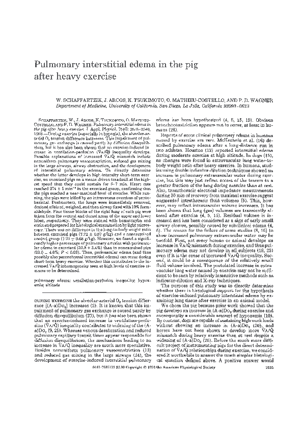 (PDF) Pulmonary Interstitial Edema in the pig after heavy exercise