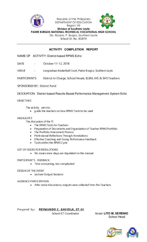 (DOC) Republic of the Philippines DEPARTMENT OF EDUCATION Region VIII ...