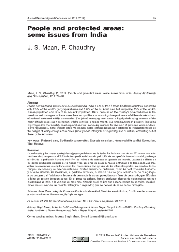 (PDF) People and protected areas: some issues from India