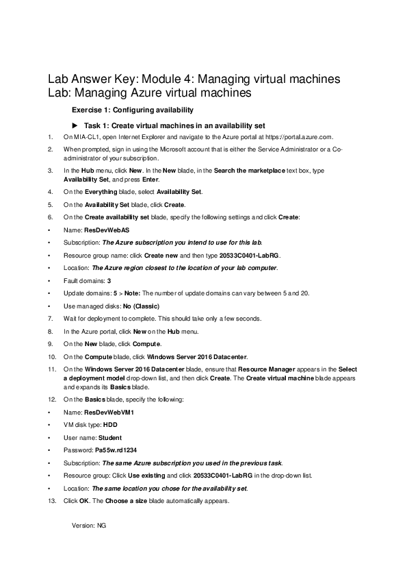 (PDF) Lab Answer Key: Module 4: Managing virtual machines Lab: Managing Azure virtual machines ...