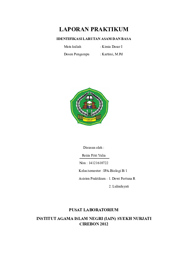 (DOC) LAPORAN PRAKTIKUM KIMIA LARUTAN ASAM DAN BASA