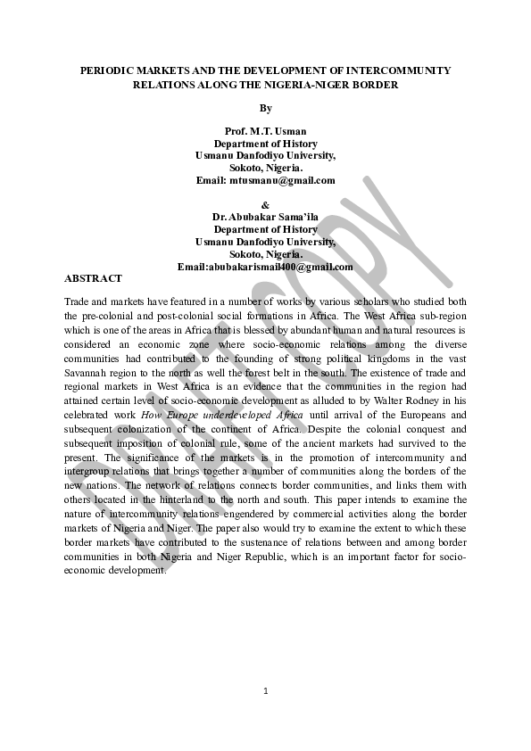 (DOC) PERIODIC MARKETS AND THE DEVELOPMENT OF INTERCOMMUNITY RELATIONS ...