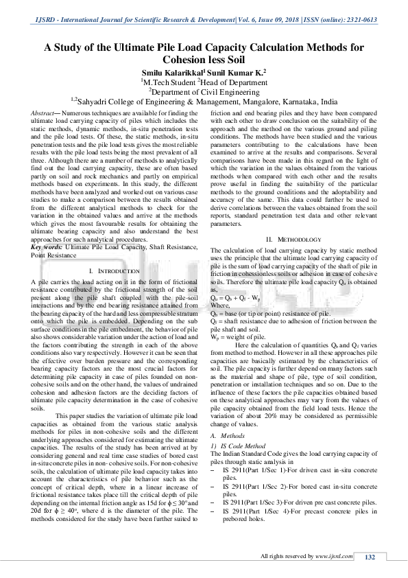 (PDF) A Study of the Ultimate Pile Load Capacity Calculation Methods ...