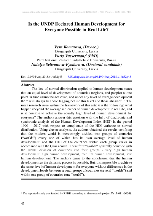 (PDF) Is the UNDP Declared Human Development for Everyone Possible in ...