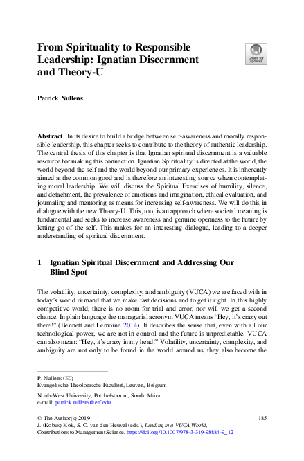 (PDF) From Spirituality to Responsible Leadership: Ignatian Discernment ...