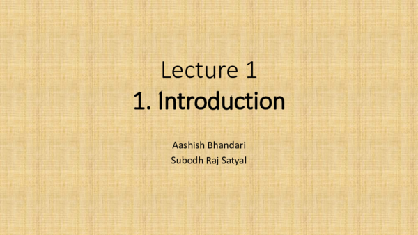 (PPT) Lecture 1 Introduction