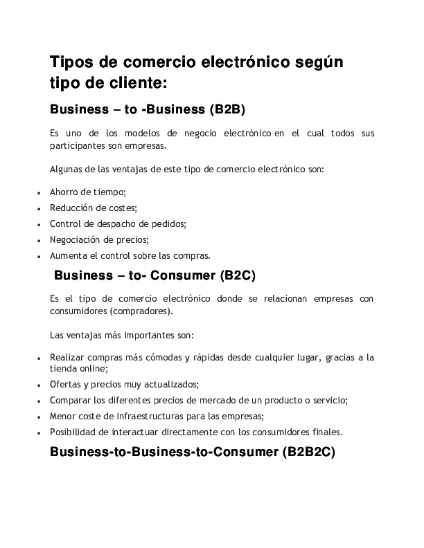 (DOC) Tipos de comercio electrónico según tipo de cliente