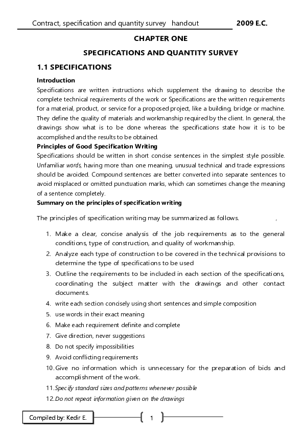 (DOC) Contract Specification Overview