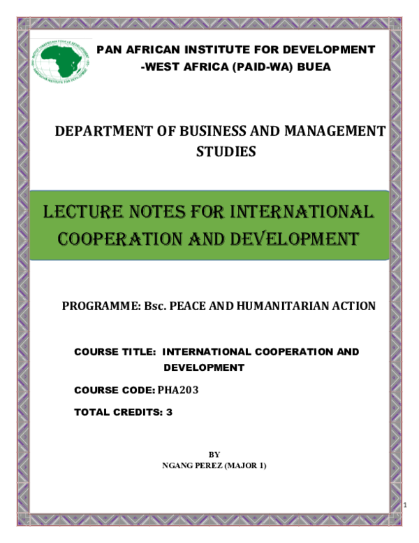 (PDF) INTERNATIONAL COOPERATION AND DEVELOPMENT