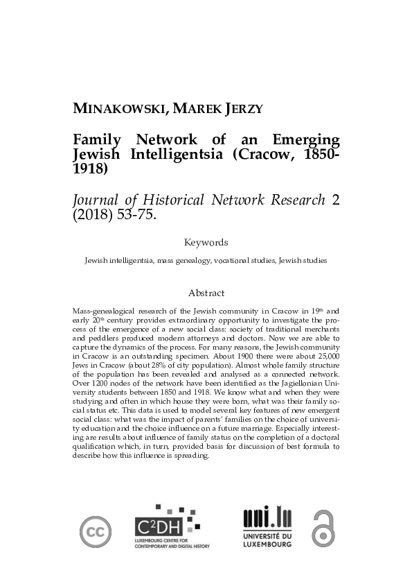 (PDF) Family Network of an Emerging Jewish Intelligentsia (Cracow, 1850 ...