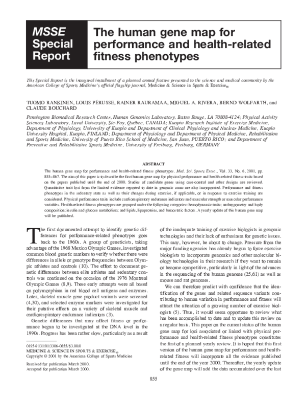 (PDF) The human gene map for performance and health-related fitness ...