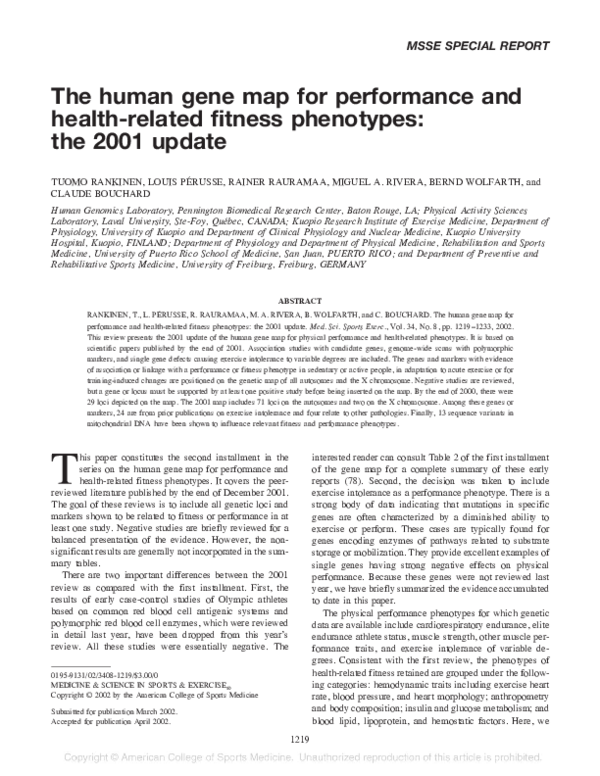 (PDF) The human gene map for performance and health-related fitness ...