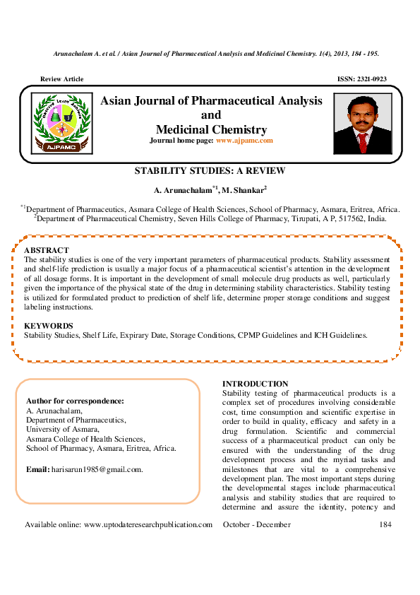 (PDF) STABILITY STUDIES: A REVIEW