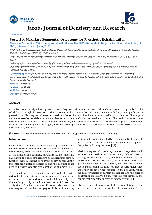 (PDF) Posterior Maxillary Segmental Osteotomy for Prosthetic Rehabilitation