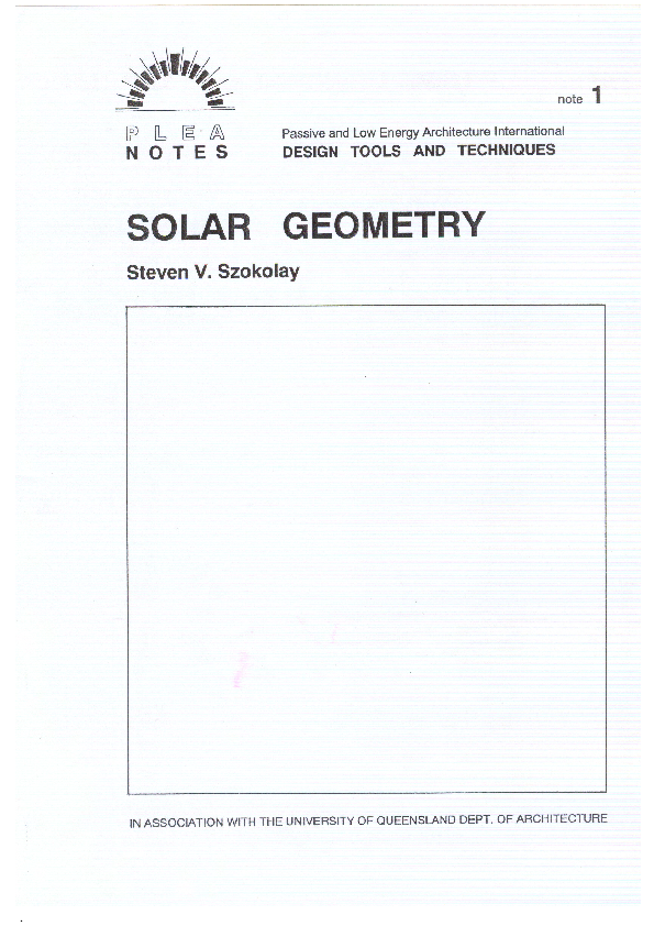 (PDF) PLEA NOTE 1 SOLAR GEOMETRY