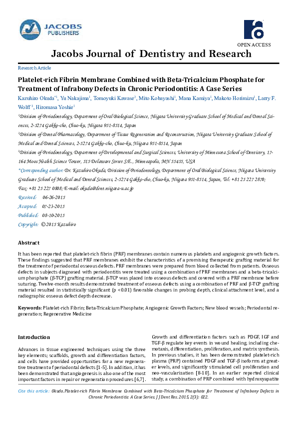 (PDF) Periodontal regeneration in deep intrabony periodontal defect ...