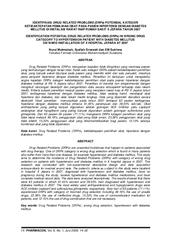 (PDF) IDENTIFICATION POTENTIAL DRUG RELATED PROBLEMS (DRPs) IN WRONG ...