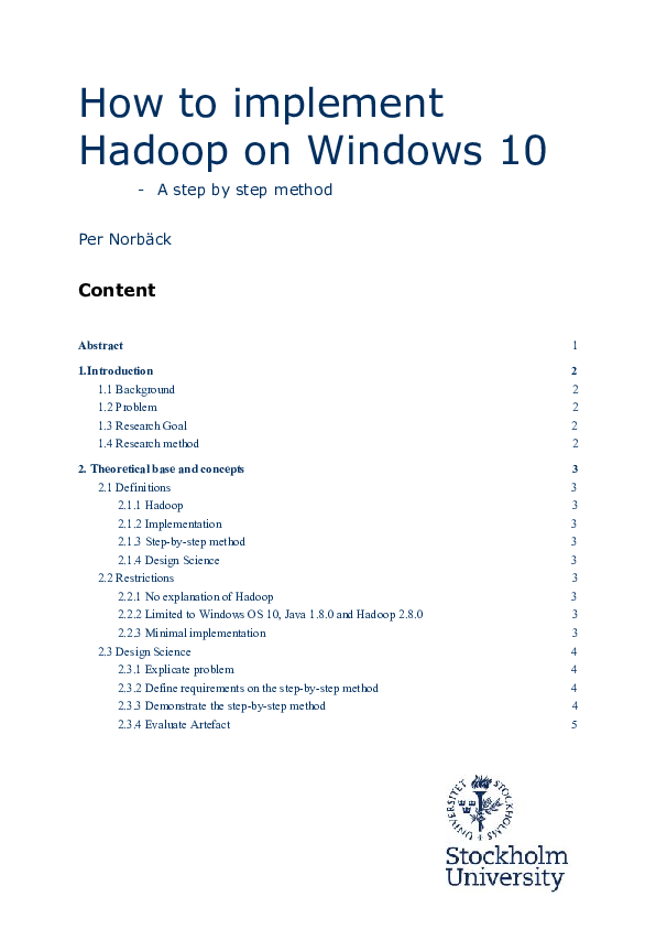 (PDF) How to implement Hadoop on Windows 10 - A step by step method