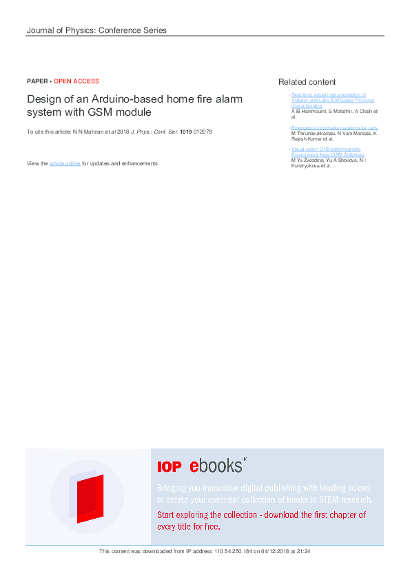 Pdf Design Of An Arduino Based Home Fire Alarm System With Gsm Module