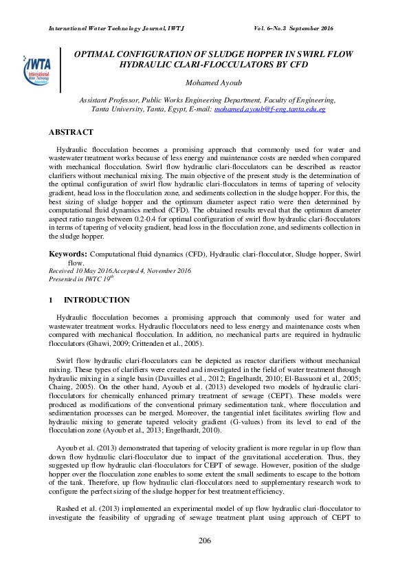 (PDF) OPTIMAL CONFIGURATION OF SLUDGE HOPPER IN SWIRL FLOW HYDRAULIC ...