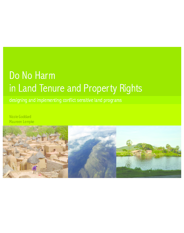 (PDF) Do No Harm in Land Tenure and Property Rights designing and ...