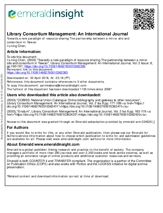 (PDF) Library Consortium Management: An International Journal