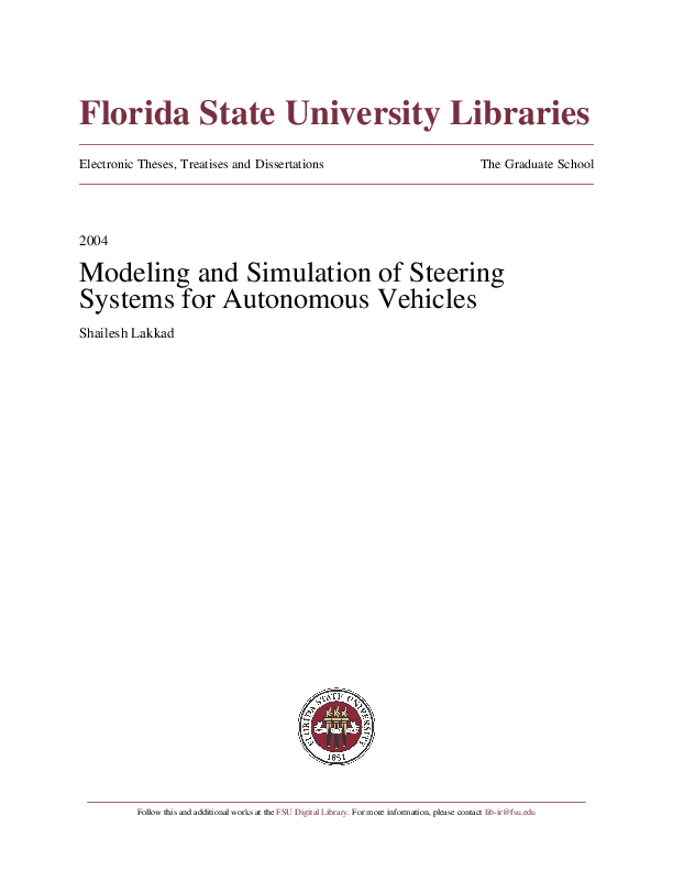(PDF) Modeling and Simulation of Steering Systems for Autonomous Vehicles