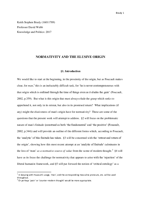 (PDF) NORMATIVITY AND THE ELUSIVE ORIGIN