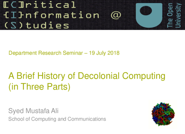 (PDF) A Brief History of Decolonial Computing (in Three Parts)