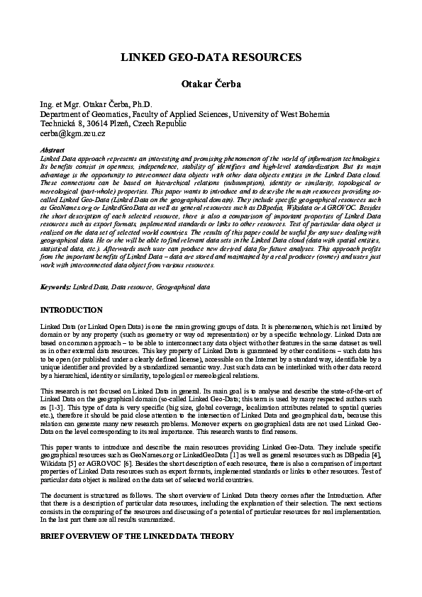 (PDF) LINKED GEO-DATA RESOURCES (PDF) LINKED GEO-DATA RESOURCES