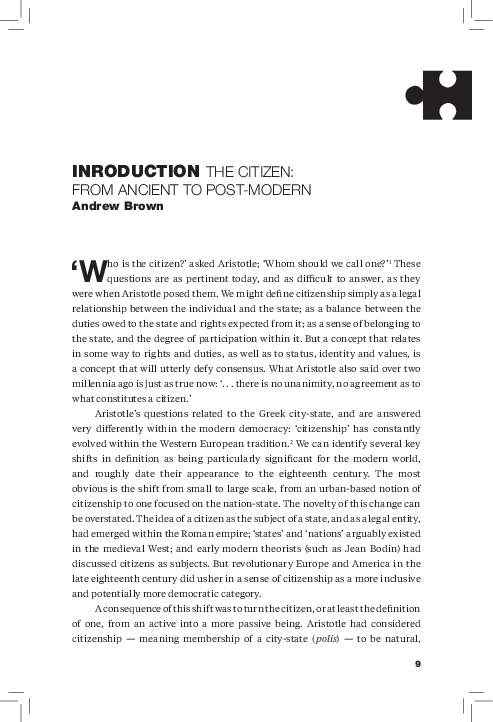 (PDF) Introduction: The Citizen: From Ancient to Post-Modern